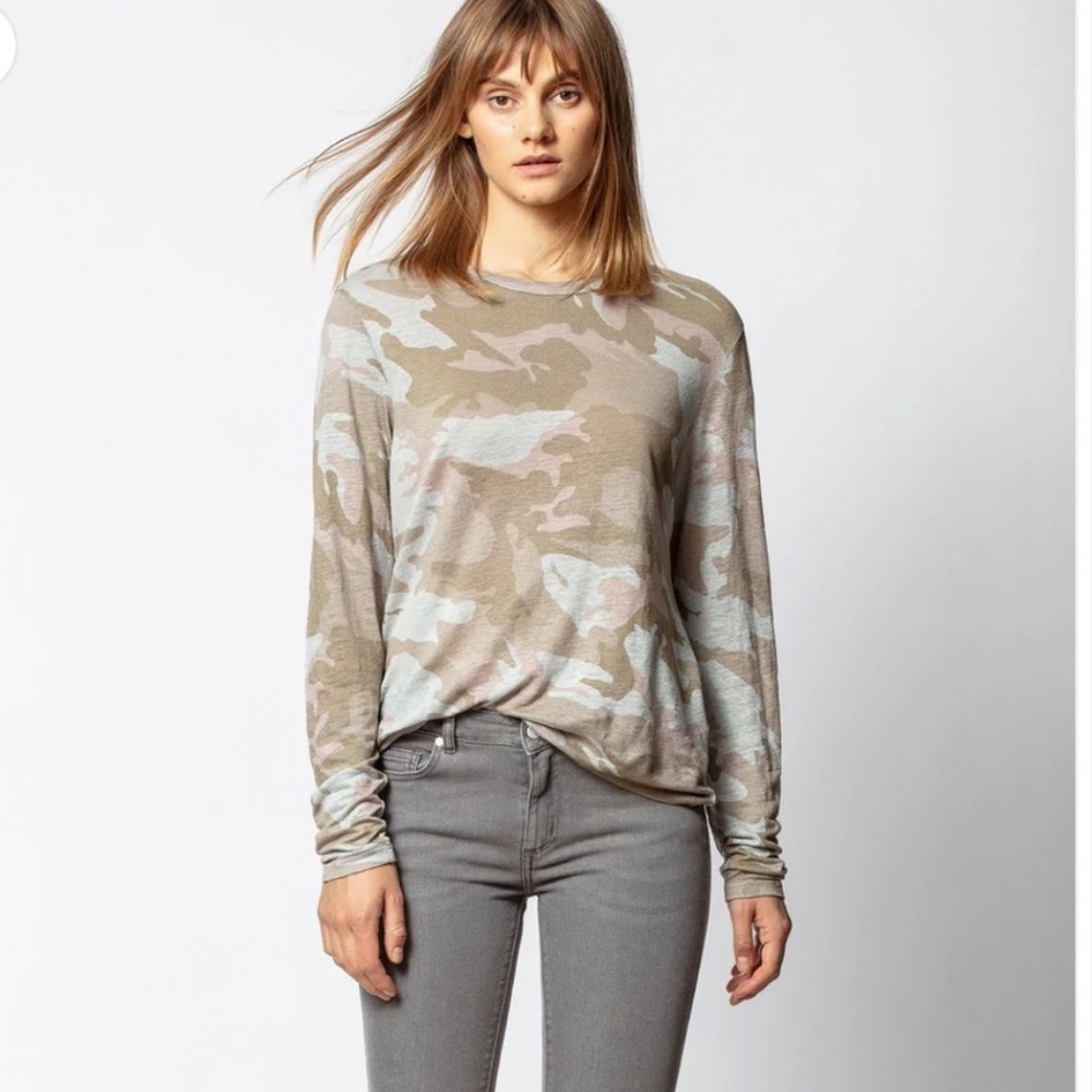 Zadig & Voltaire Willy Lin Linen Long Sleeve Camo Shi… - Gem